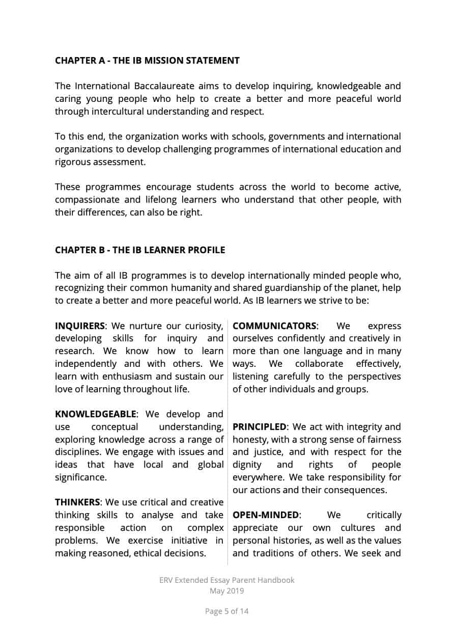 IBDP Extended Essay Parent Handbook 2019 Flipboo | Ecole Ruban Vert ...