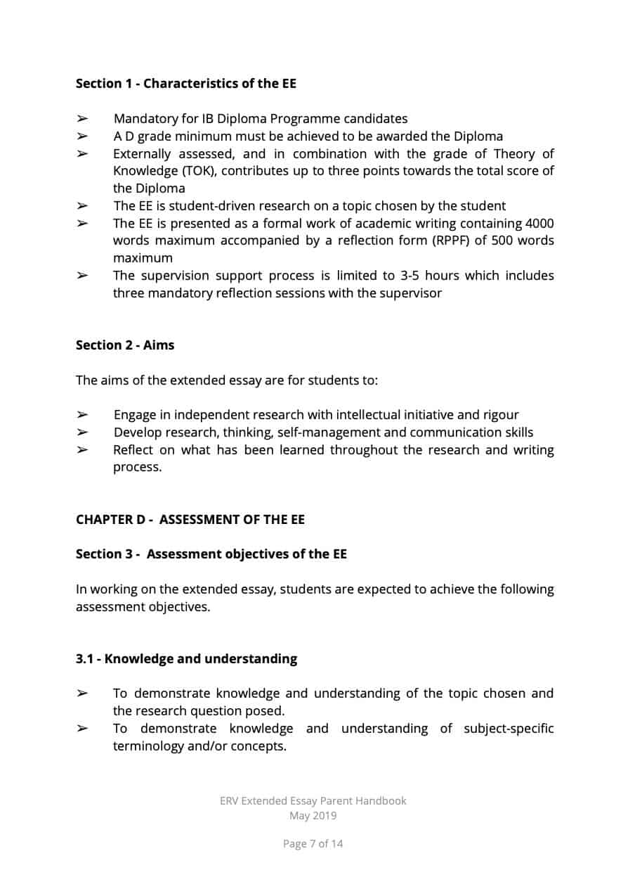IBDP Extended Essay Parent Handbook 2019 Flipboo | Ecole Ruban Vert ...